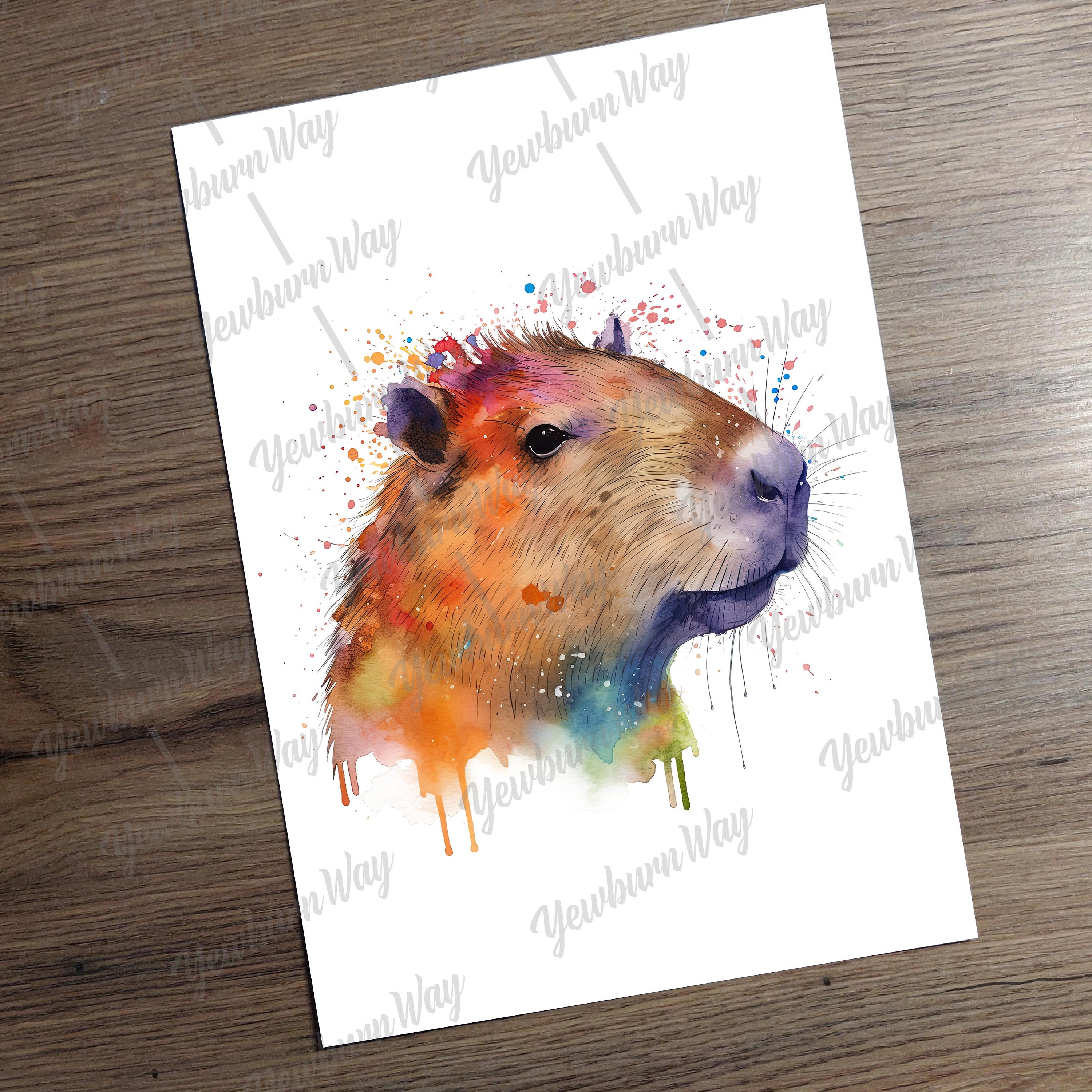 Watercolour Capybara Printable Art, Downloadable PNG File for Home ...