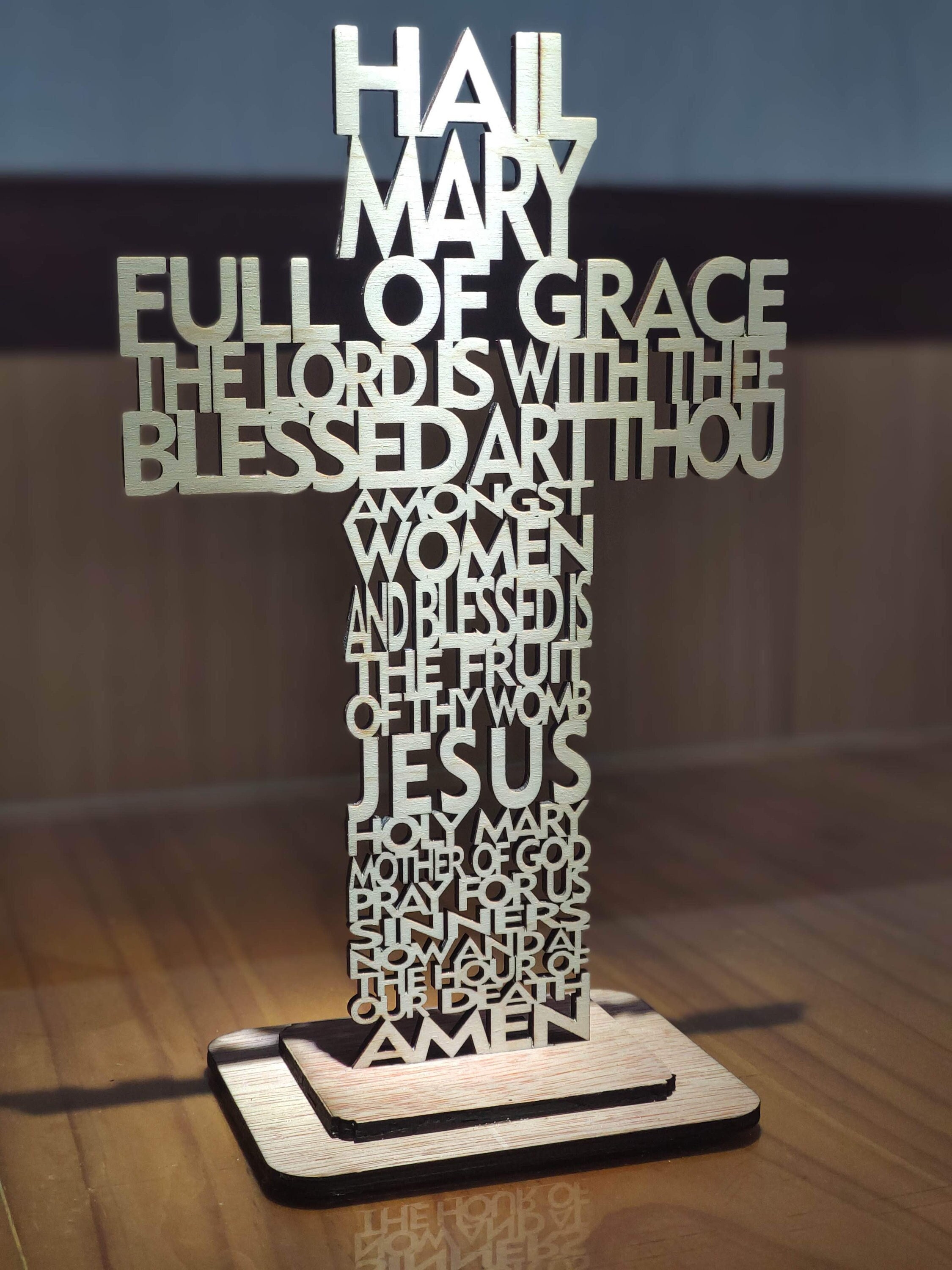 Hail Mary Prayer Cross Lasercut File: Catholic Home Decor (SVG CDR DXF ...