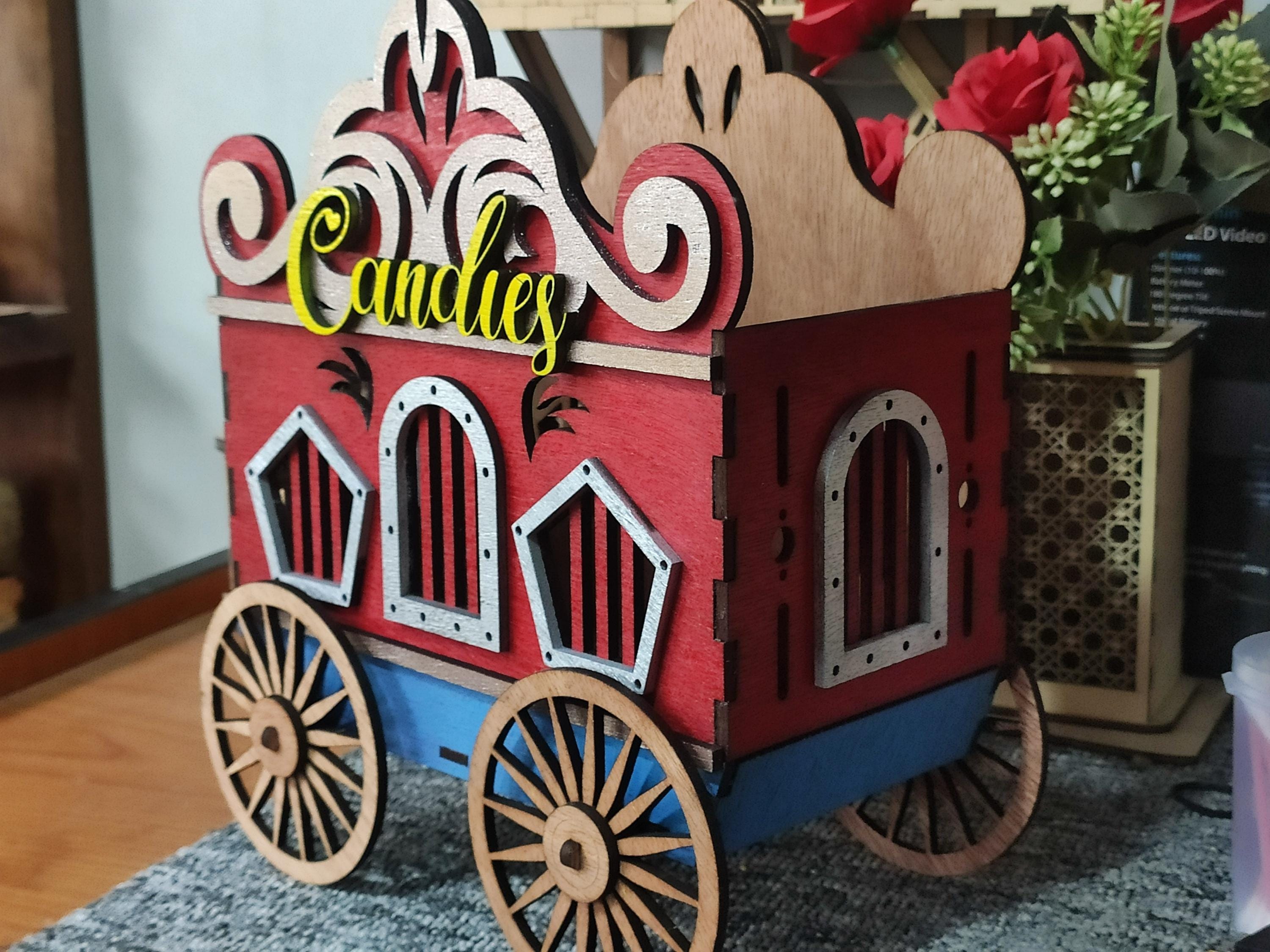 Candy Cart Wagon Laser Cut File | Svg Cdr Pdf EPS DXF | DIY Mini Wooden ...