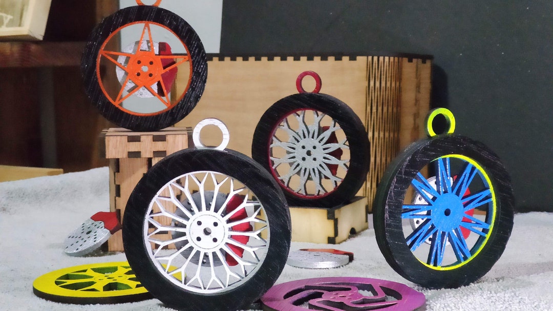Laser Cut Christmas Rims and Tyres Ornaments: 12 Designs (digital Files ...