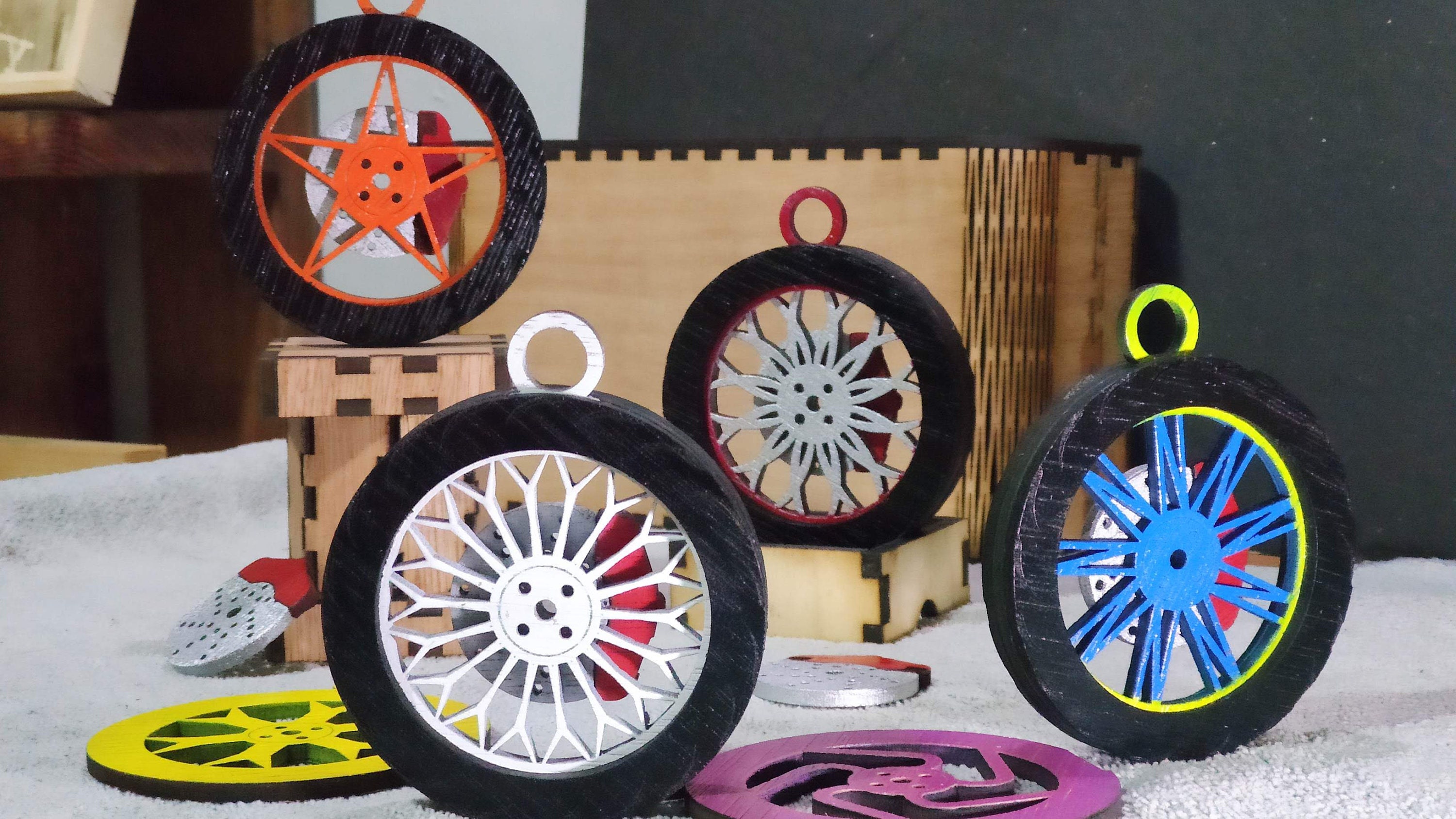 Laser Cut Christmas Rims and Tyres Ornaments: 12 Designs (digital Files ...