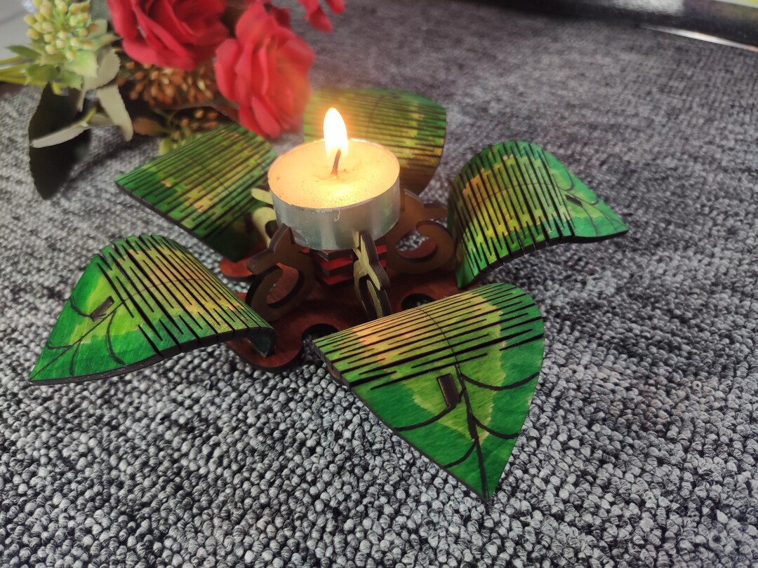 Flower Style Tee Lights Candle Holder, Laser Cut, Home Decor, Digital ...