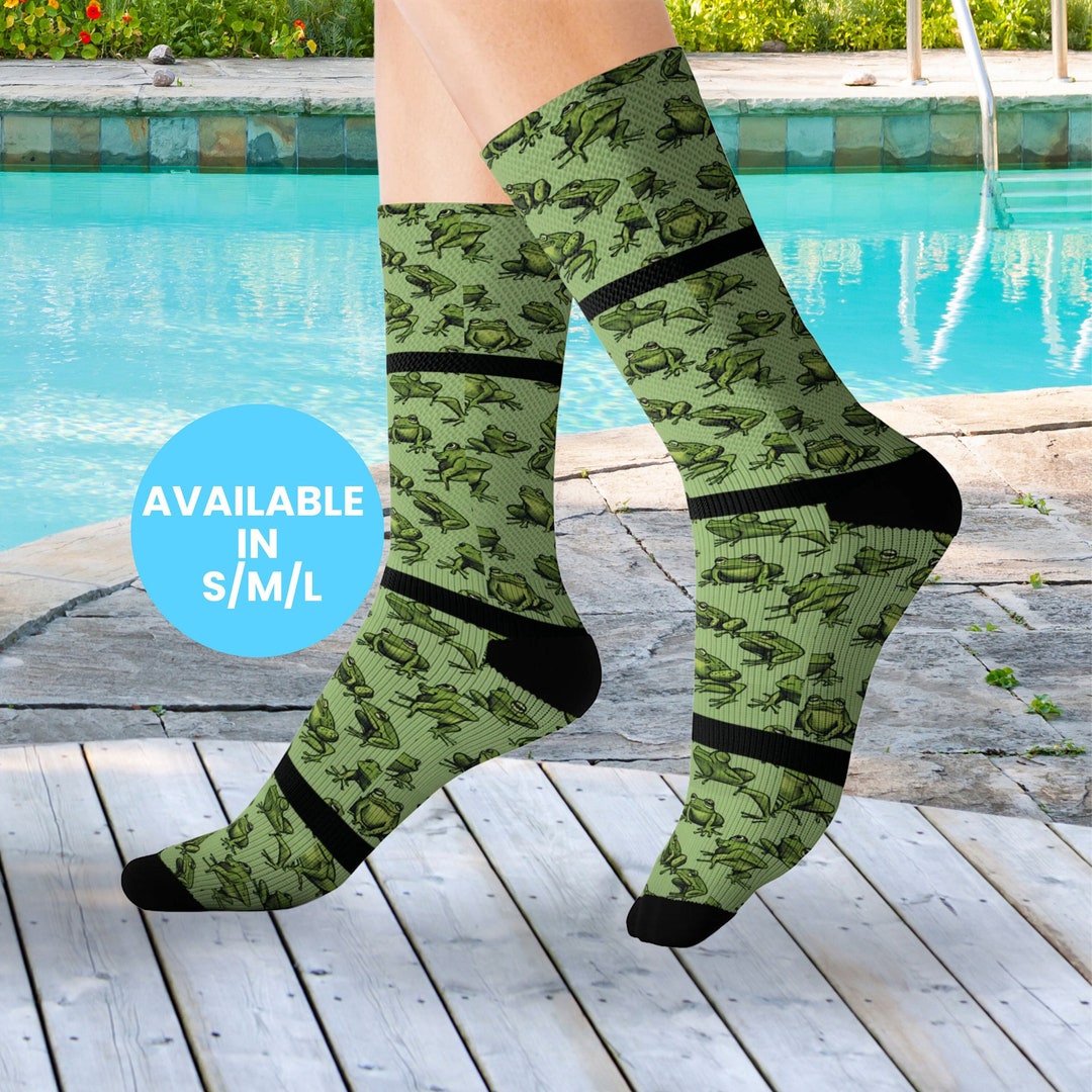 Frog Sublimation Socks, Frog Toad Socks, Funny Frog Footwear, Frog ...