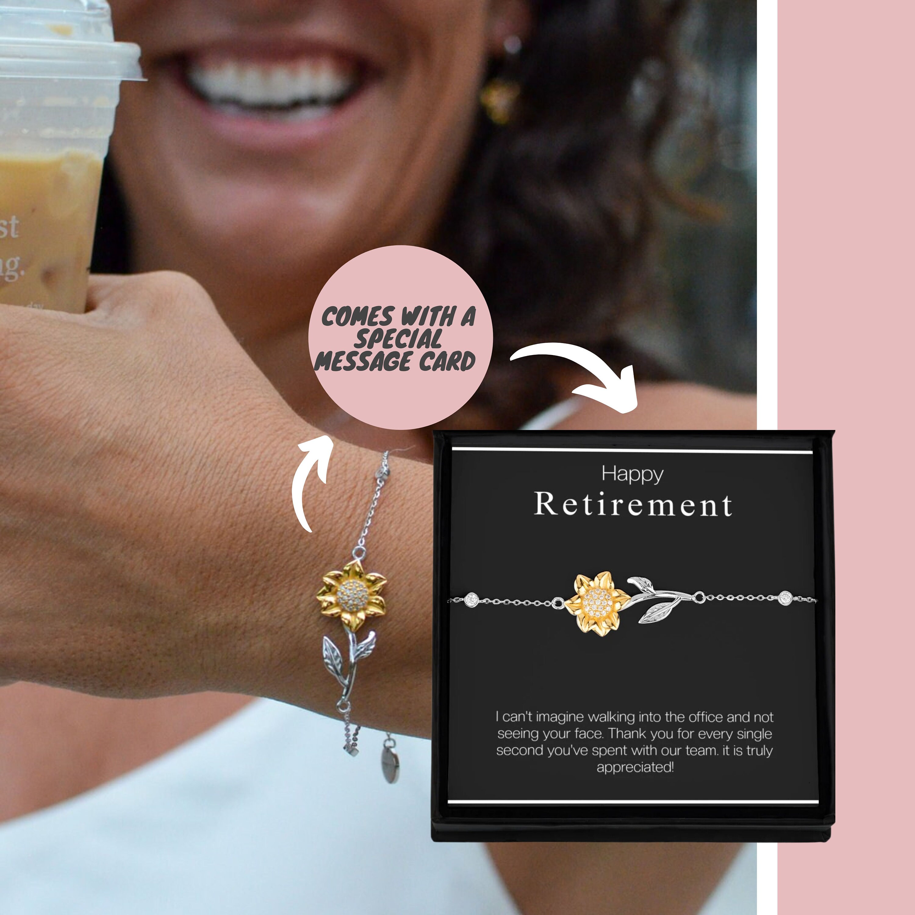 Sunflower Bracelet, Happy Retirement Gift, Employee Appreciation Gift ...