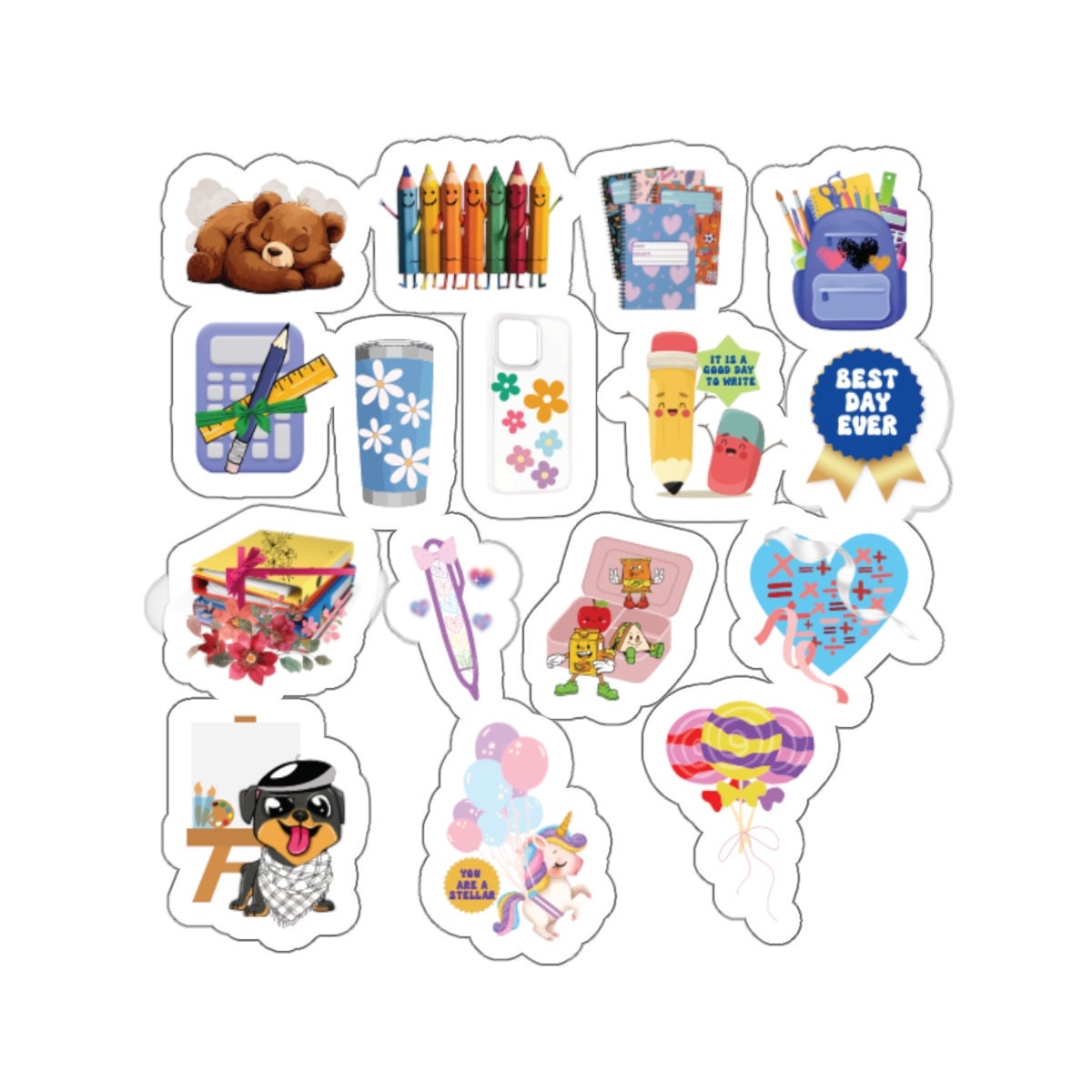 Back to School Kiss-cut Stickers Gift for Student, Cute Fun Learning ...