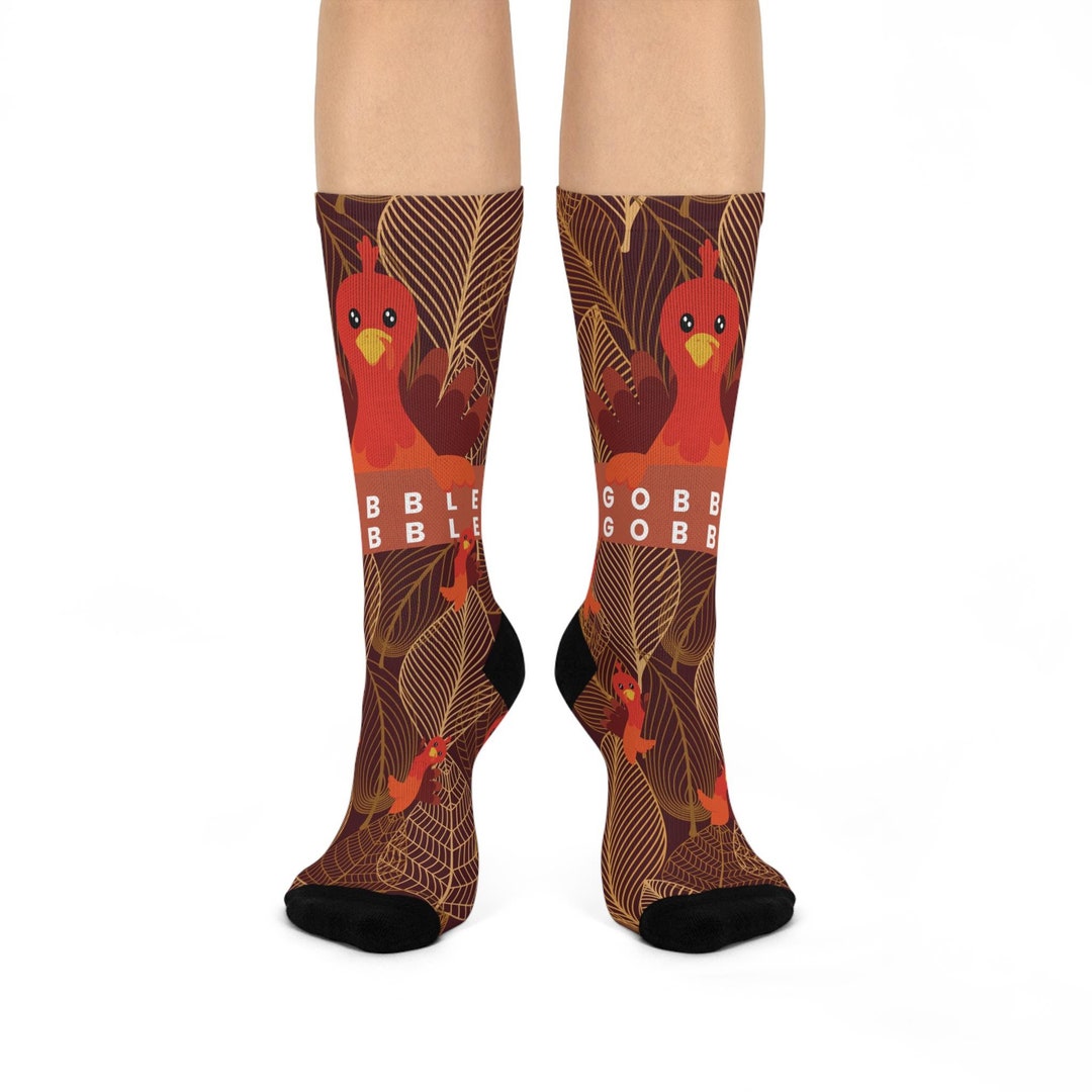 Turkey Gobble Gobble Cushioned Crew Socks - Etsy