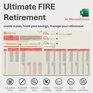 Ultimate FIRE Retirement Planner and Tracker Spreadsheet for Microsoft ...