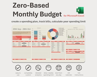 Monthly Budget Tracker Template Zero-bases Budget Excel Download Simple ...