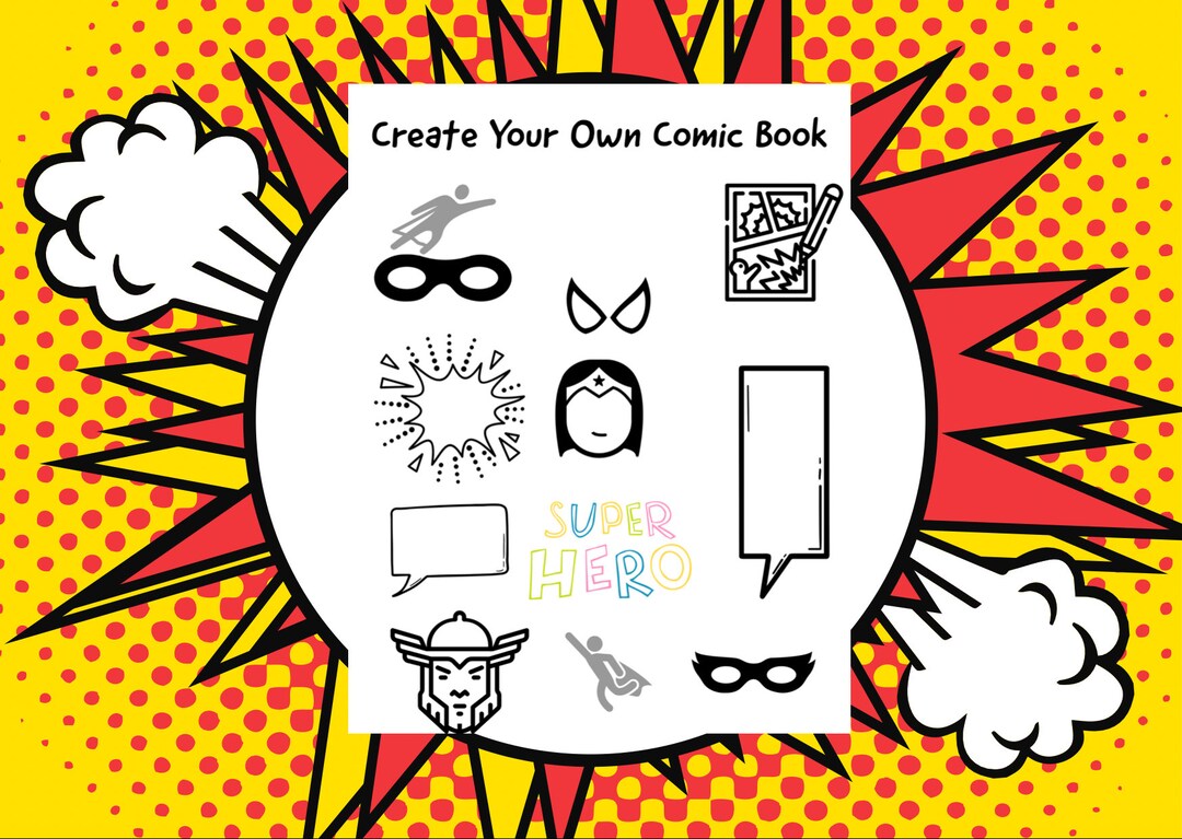 Create Your Own Comic Book, Blank Comic Book Template for Kids, Young ...