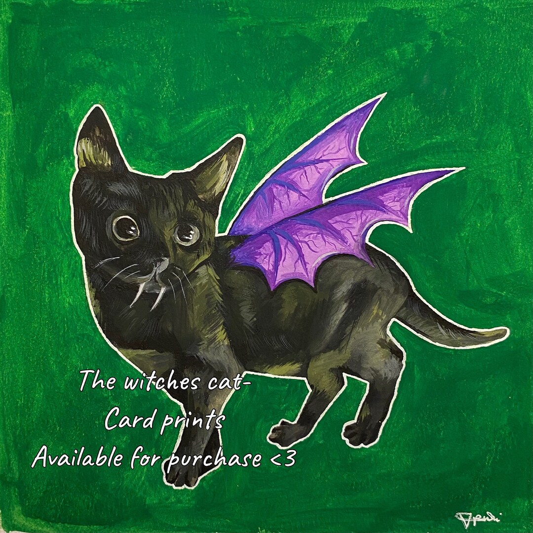 The Witches Cat Card Prints - Etsy