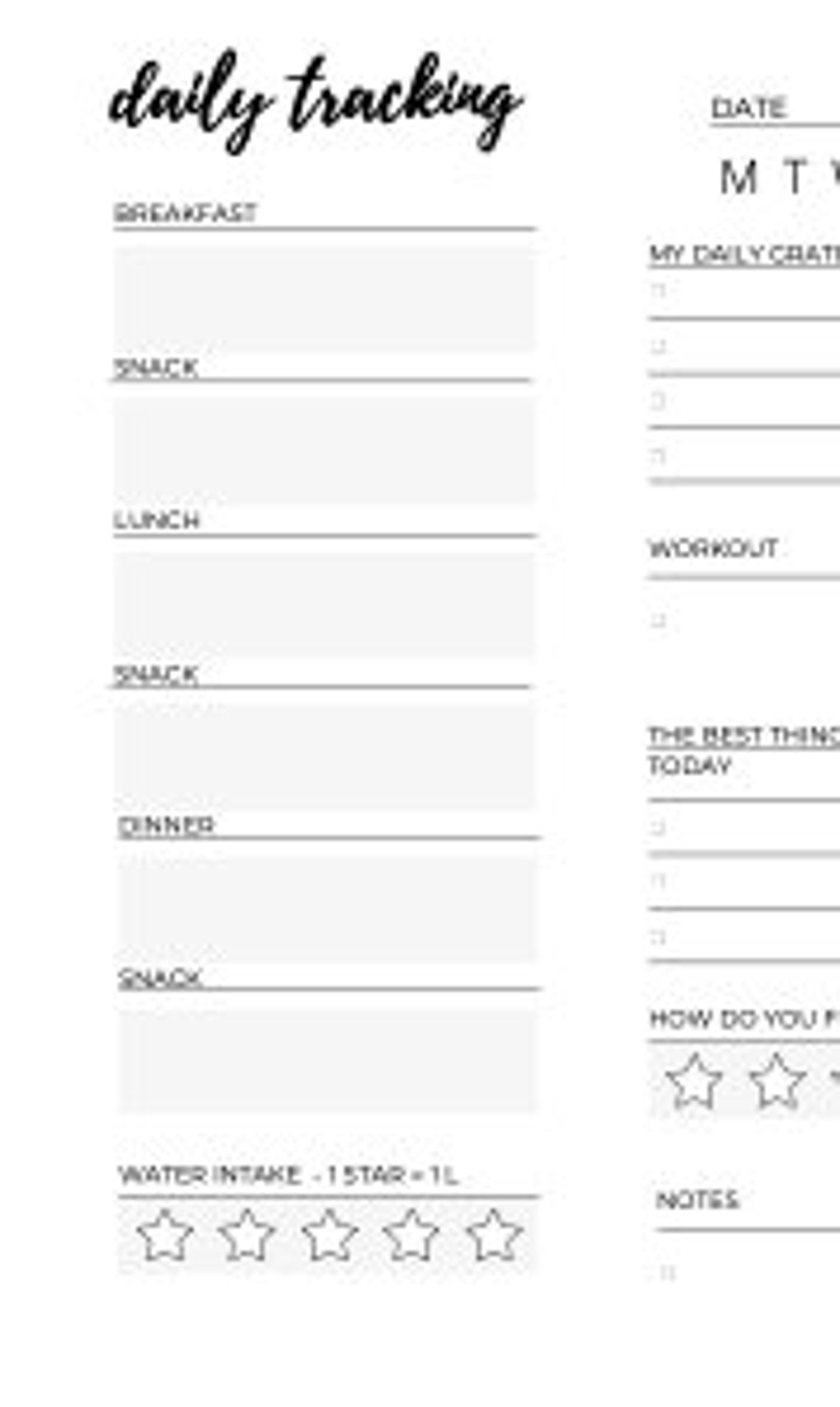 Daily Food Diary & Tracker - Etsy