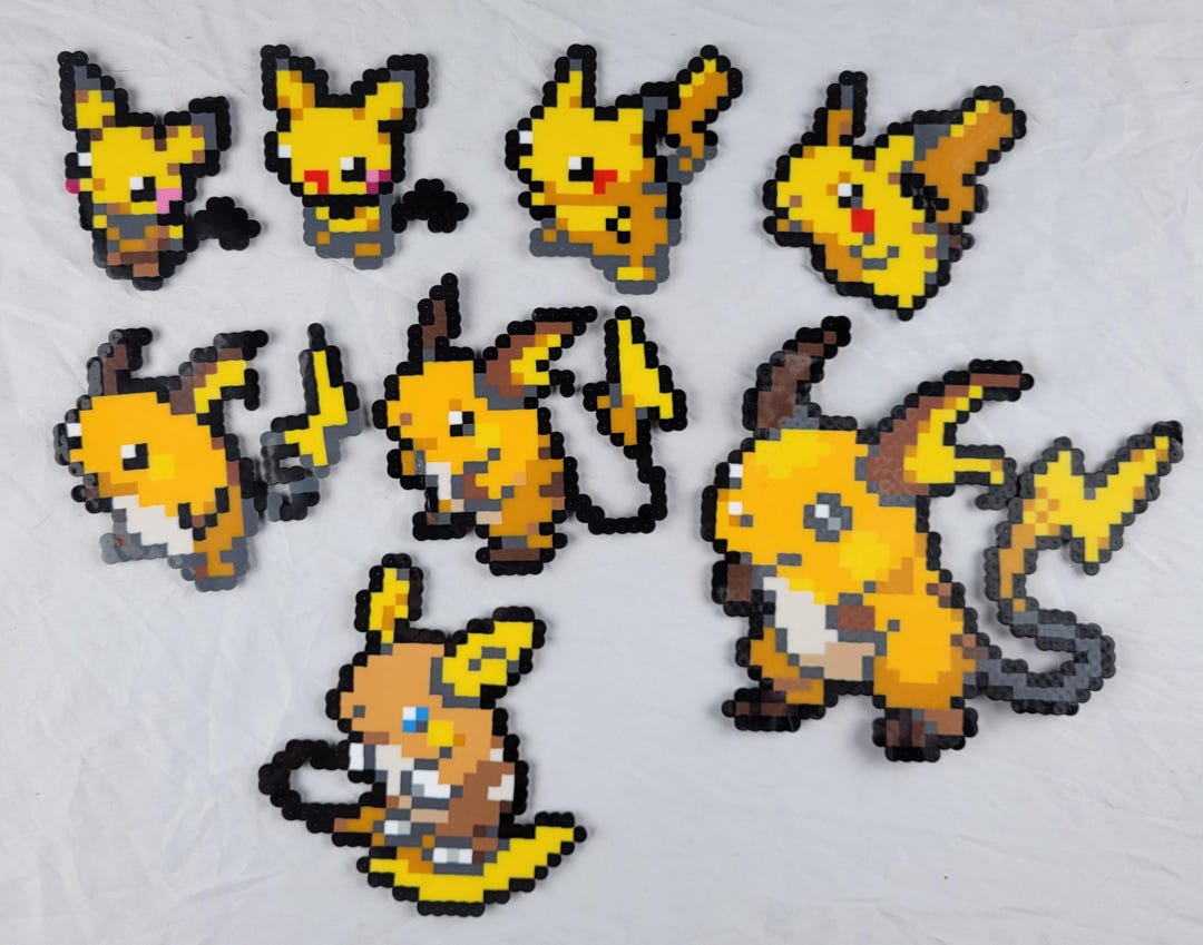 Pichu, Pikachu, Raichu Perler Menu Icon - Etsy