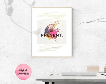 Be Present Full Moon Printable Digital Download Full Moon Wall Art ...