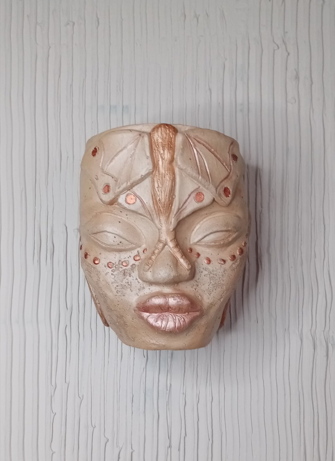 African Moth Gold Hanging and Standing Planter, Face,head Planter - Etsy