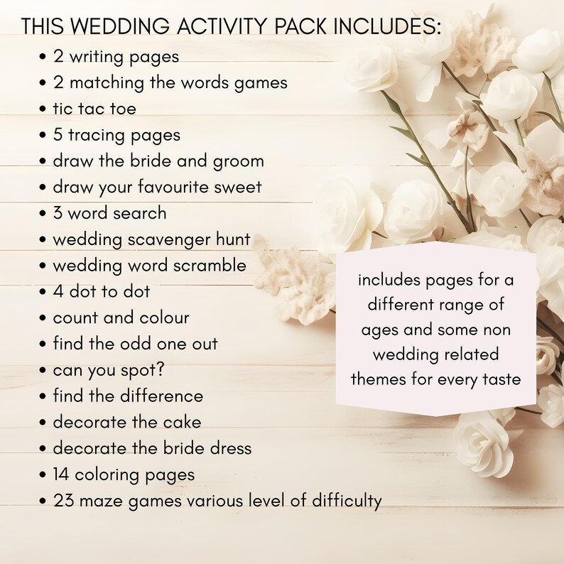 Kids Wedding Activity Book: Coloring Pages & Games (PDF) - Etsy