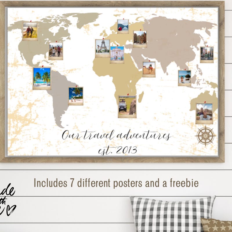 Pink World Map - Etsy