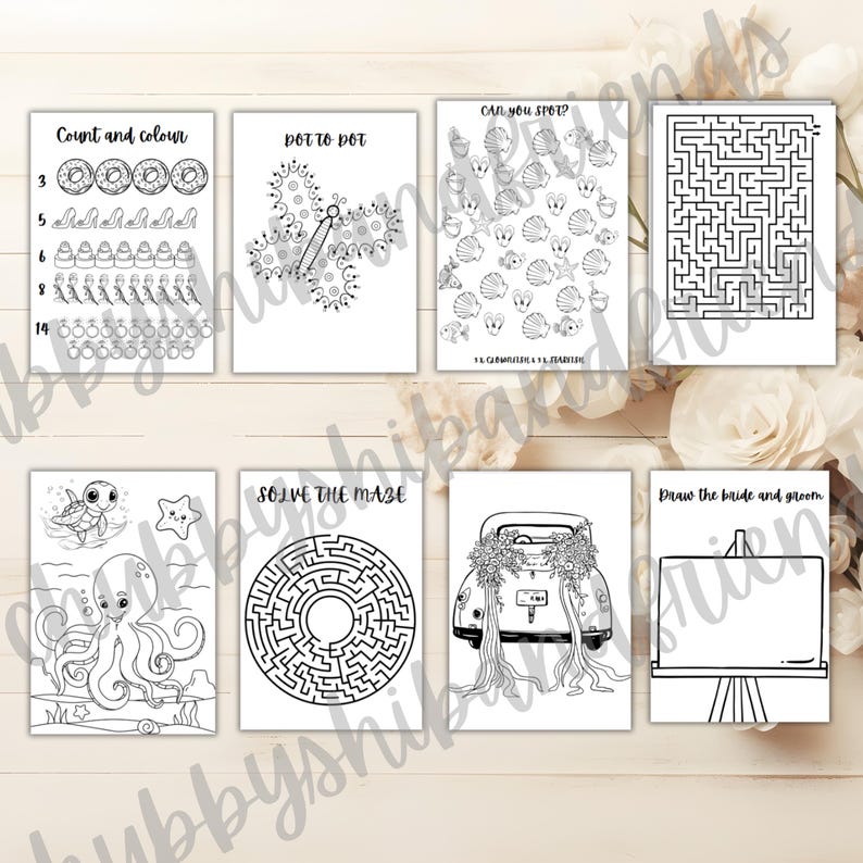 Wedding Kids Activity Book Coloring Pages Editable Wedding Activity ...