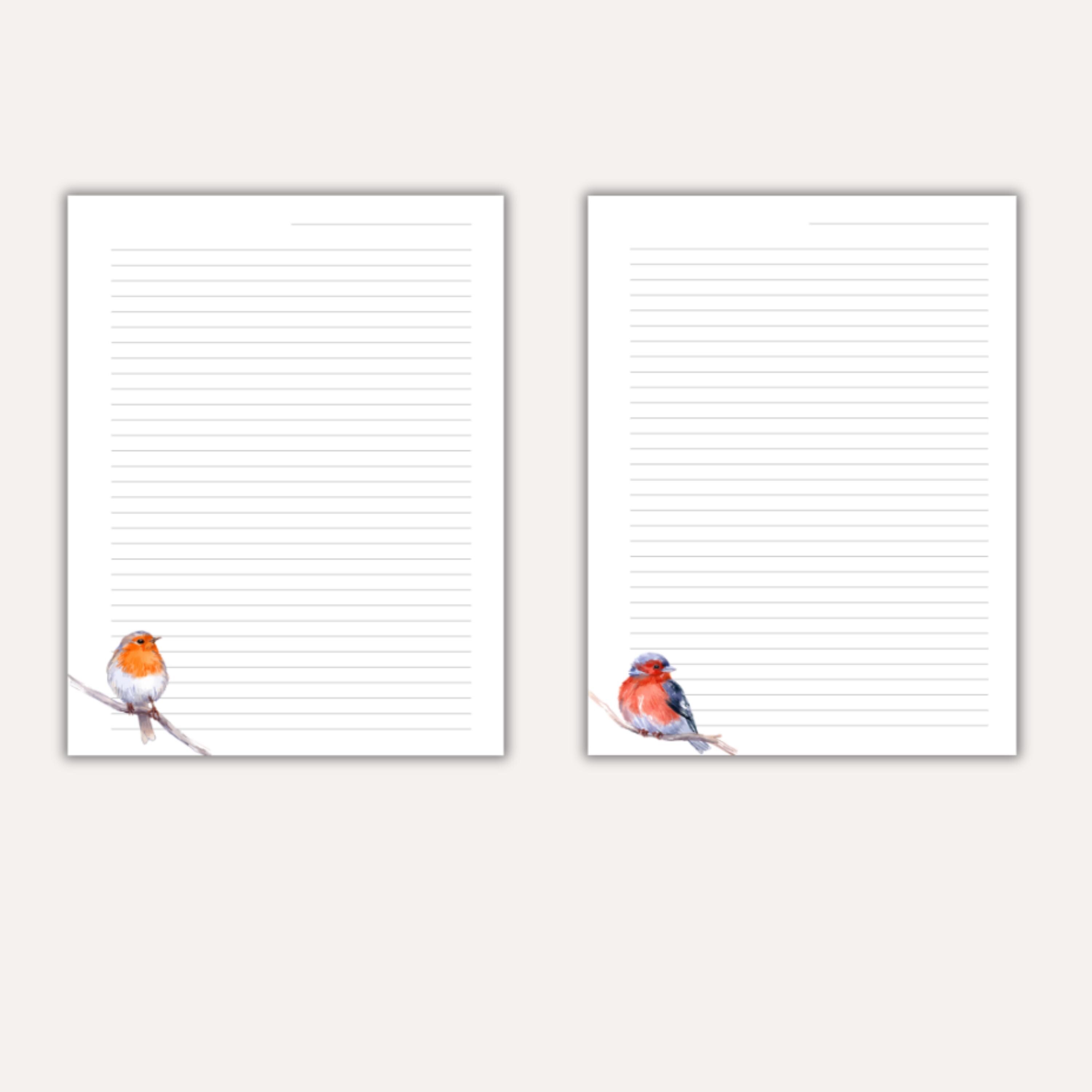 PRINTABLE STATIONERY Set Bird Letter Writing Paper Bundle Digital Birds ...