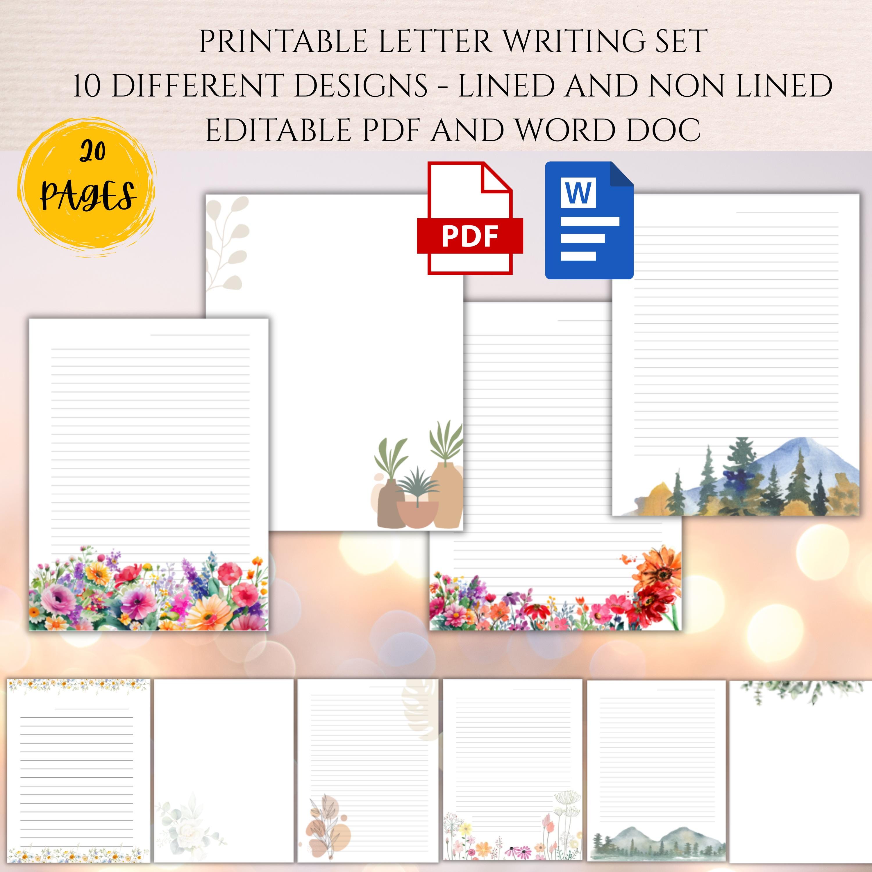 Printable Letter Writing Set: Boho Mountain Flowers (PDF, Word ...
