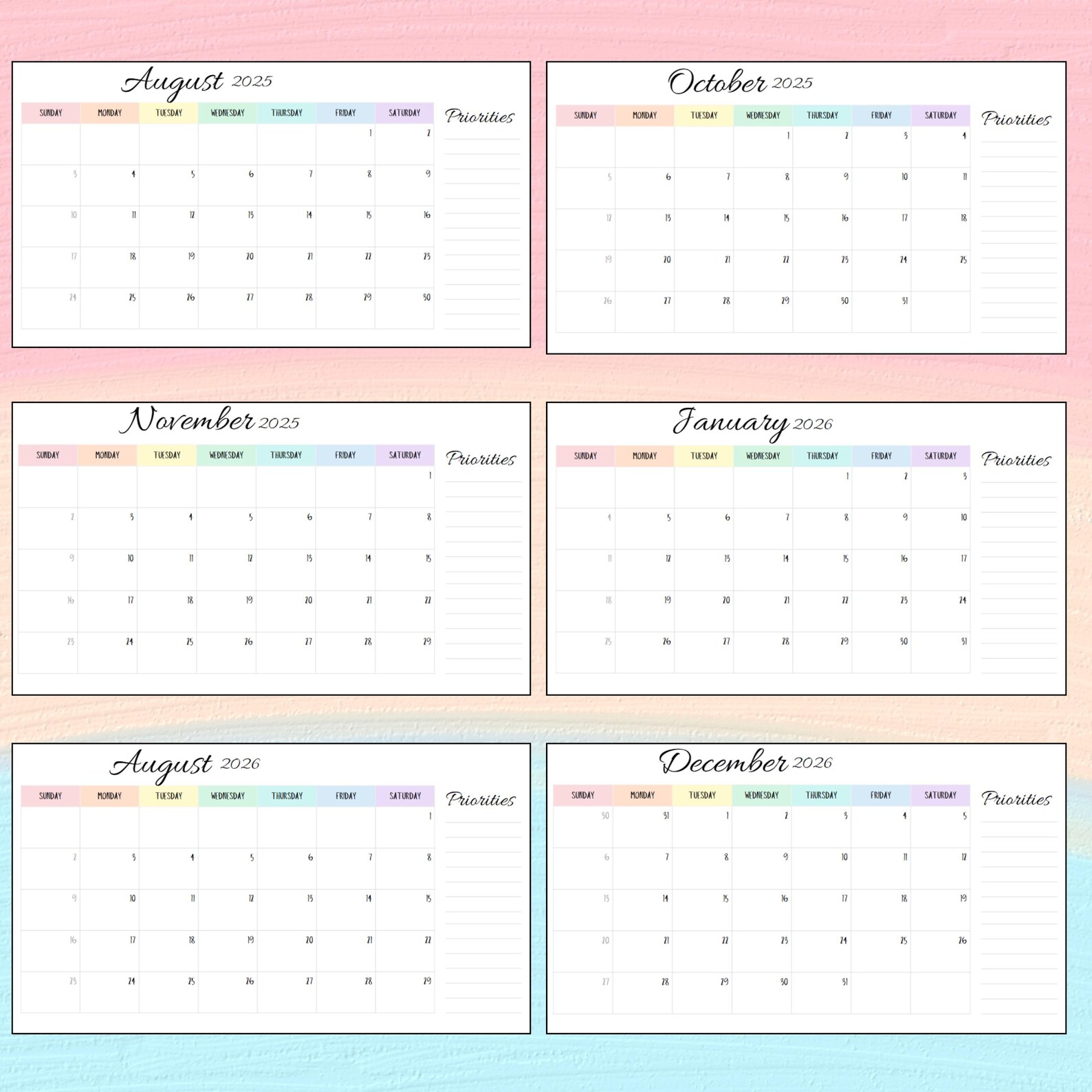 2025-2026 Monthly Planner: Pastel Green Calendar, Goodnotes Compatible ...