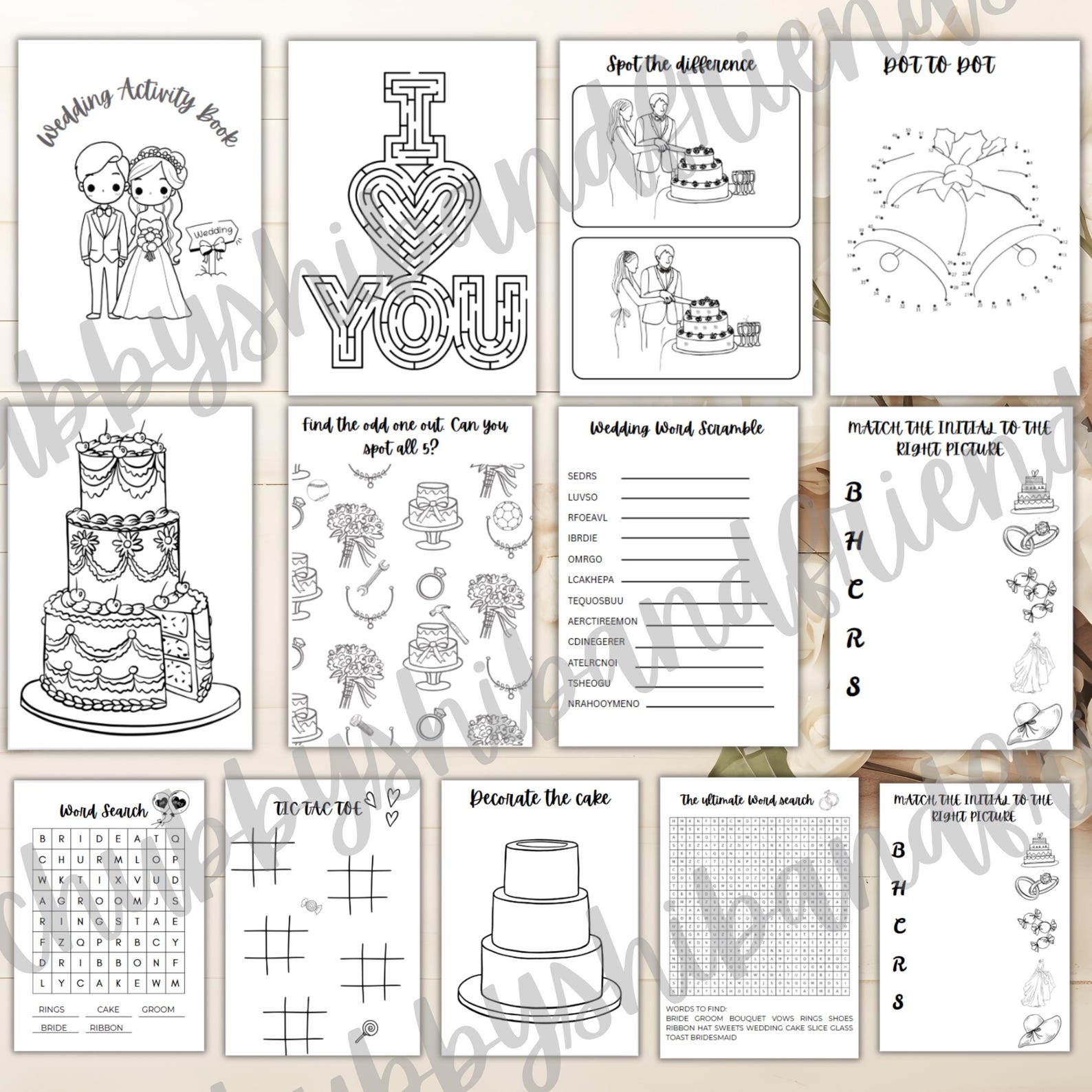 Wedding Kids Activity Book Coloring Pages Editable Wedding Activity ...