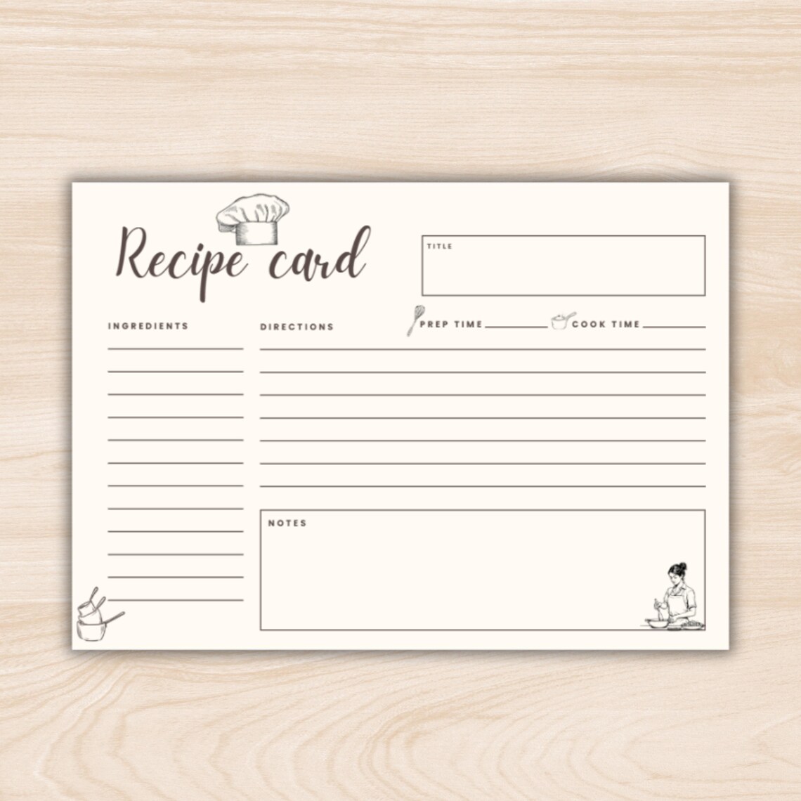Editable Vintage Recipe Card Template Portrait & Landscape (PDF ...
