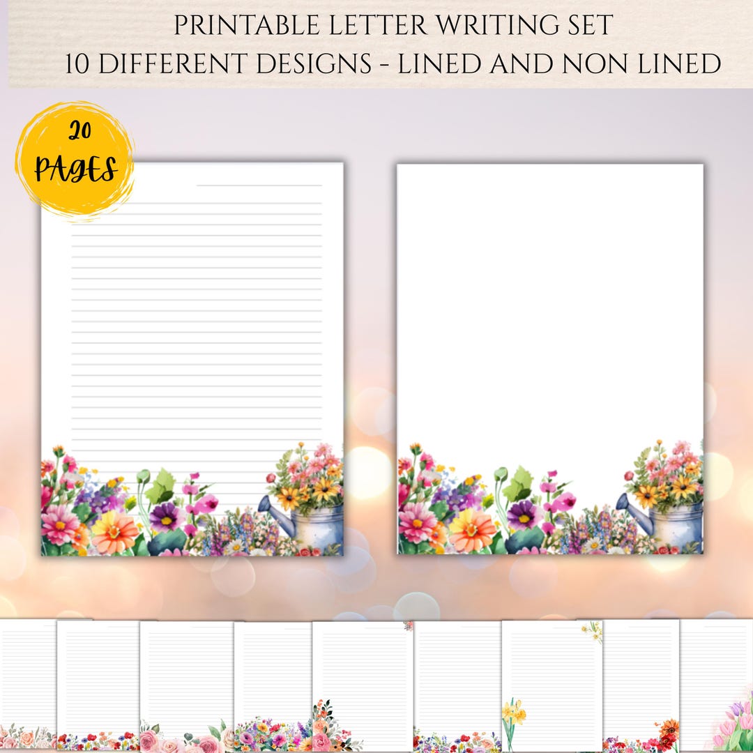 Floral Letter Writing Paper: Meadow Flowers Stationery (PDF & Goodnotes ...