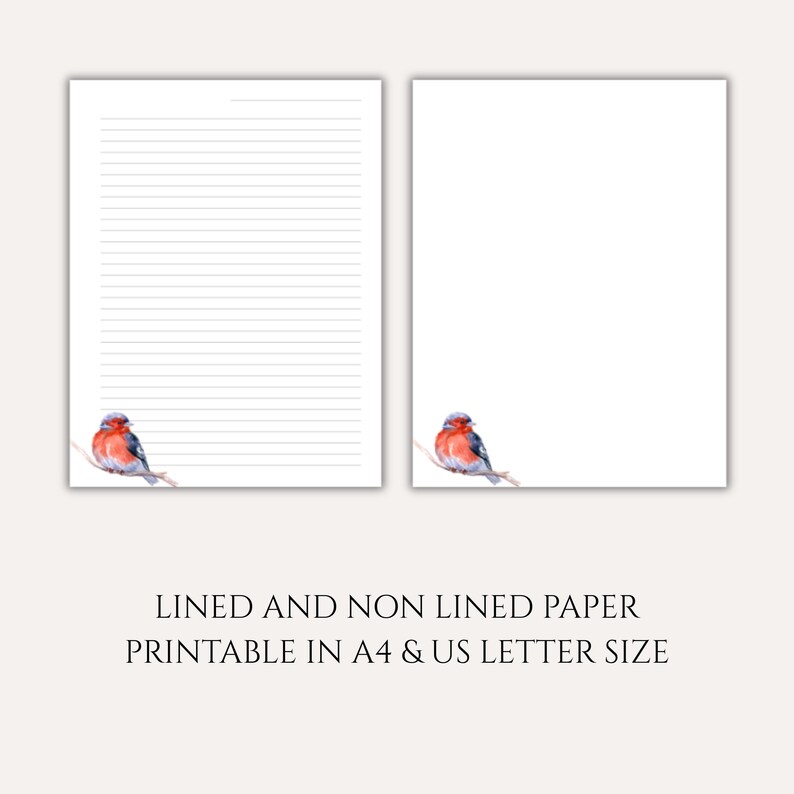 PRINTABLE STATIONERY Set Bird Letter Writing Paper Bundle Digital Birds ...