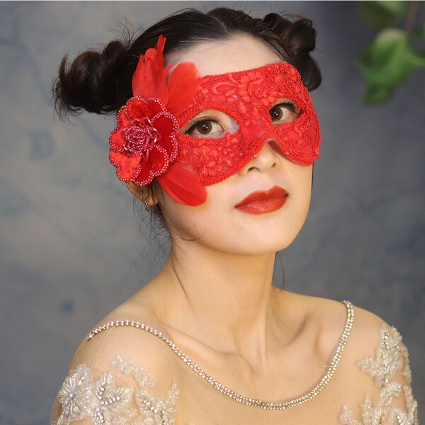 Dark Red Masquerade Mask - Etsy