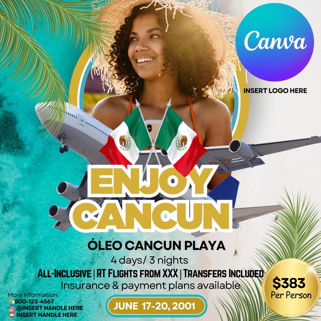 Cancun Resort Trip Flyer - Etsy
