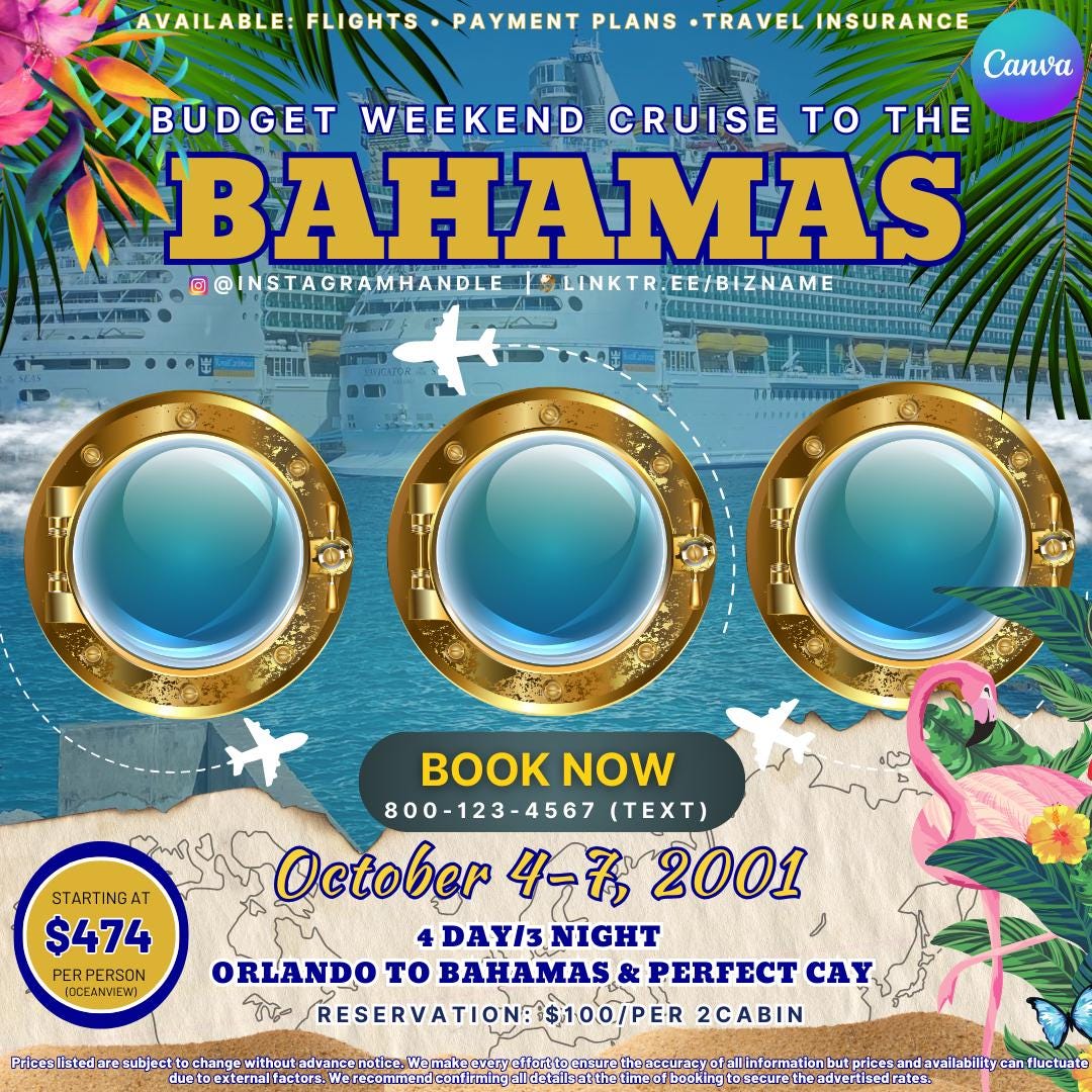 Budget Weekend Cruise Flyer - Etsy