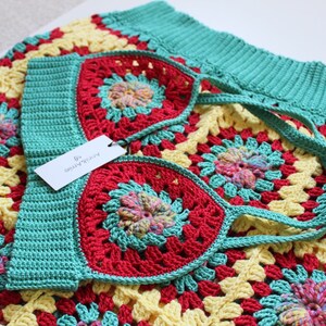 Crochet Two Piece Set Outfit Floral Yellow Women Anni & Amie Handmade ...