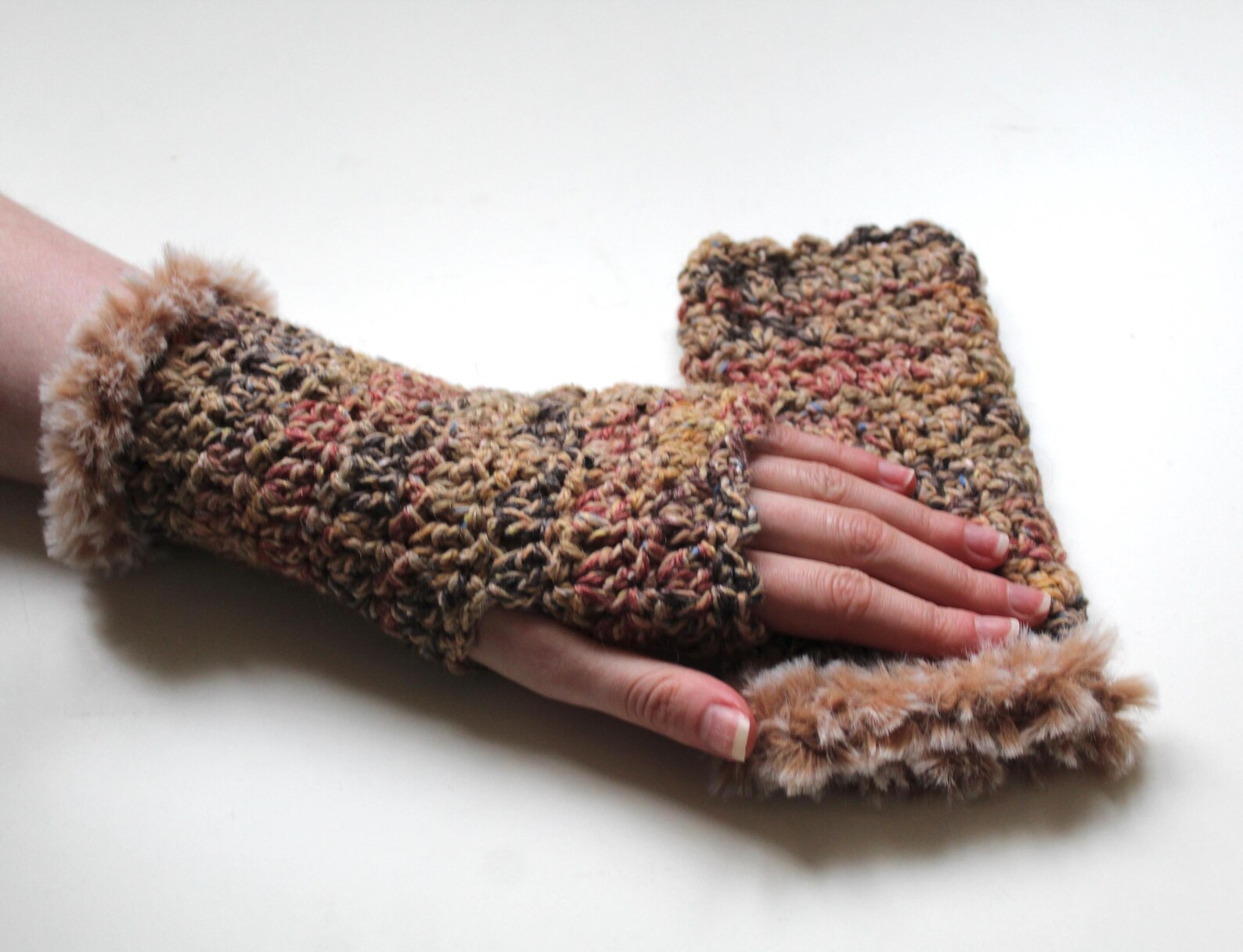 Handmade Crochet Fingerless Gloves Handwarmers Winter Women's Gloves ...