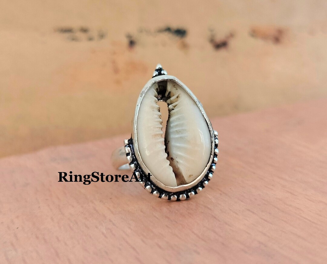 Cowrie Shell Ring Handmade Ring Gemstone Ring Statement - Etsy
