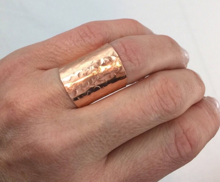 Hammered Copper Adjustable Band Ring handmade Hammered Solid - Etsy