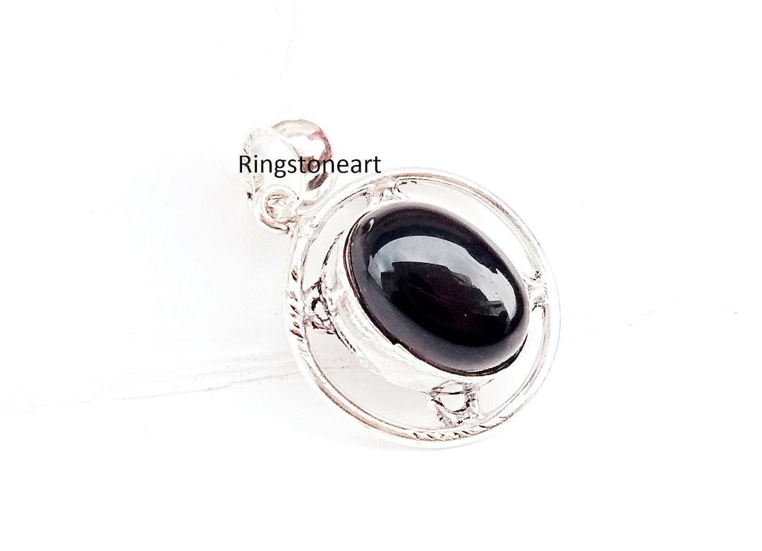 Black Onyx Pendant, Large Onyx Pendant, 925 Silver Pendant, Bohemian ...