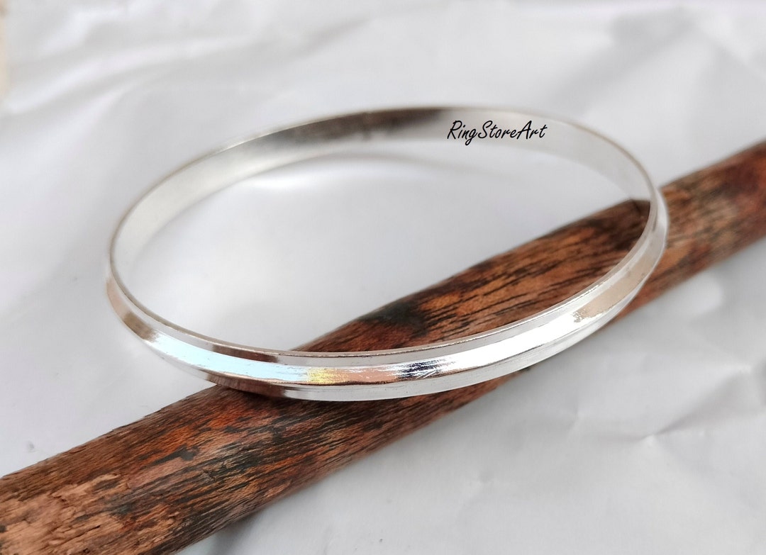 925 Sterling Silver Kara Lines Thin Kada Sikh Bracelet Singh Kaur ...