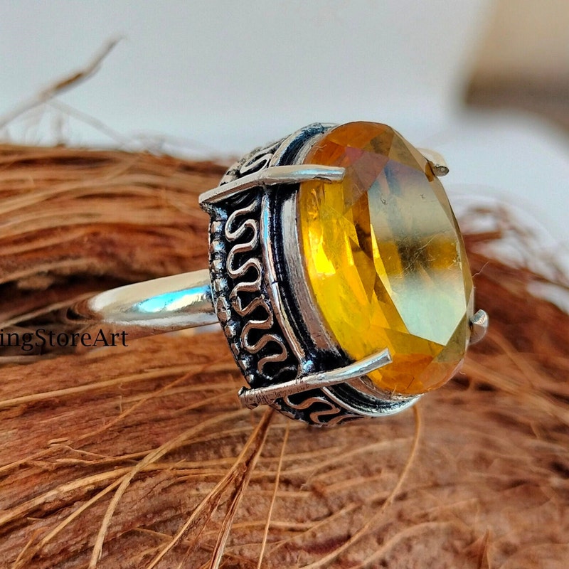 Yellow Stone Ring - Etsy