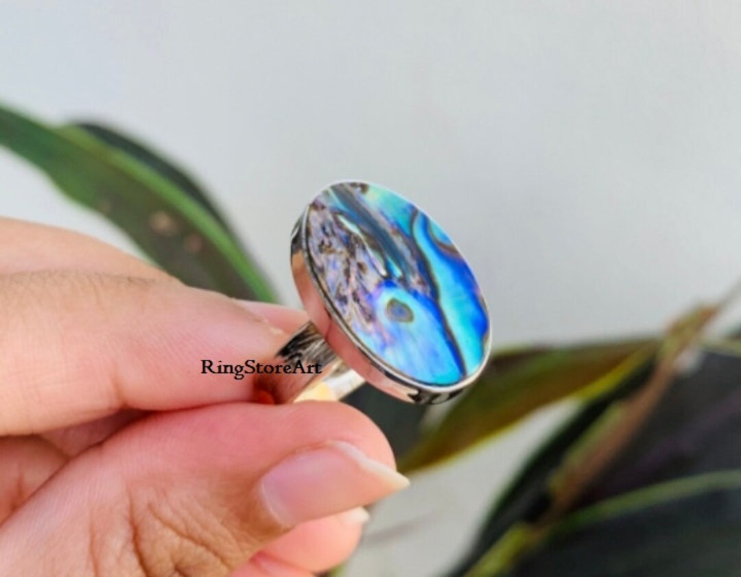 Natural Abalone Shell Ringabalone Sterling Silver Ringboho - Etsy