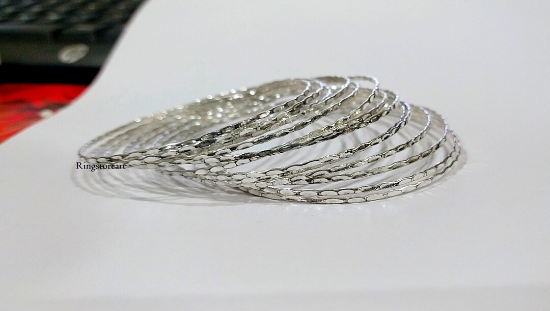 Beautiful Set of 11 Bangles, Stacking Bangles, Gift for , Silver ...