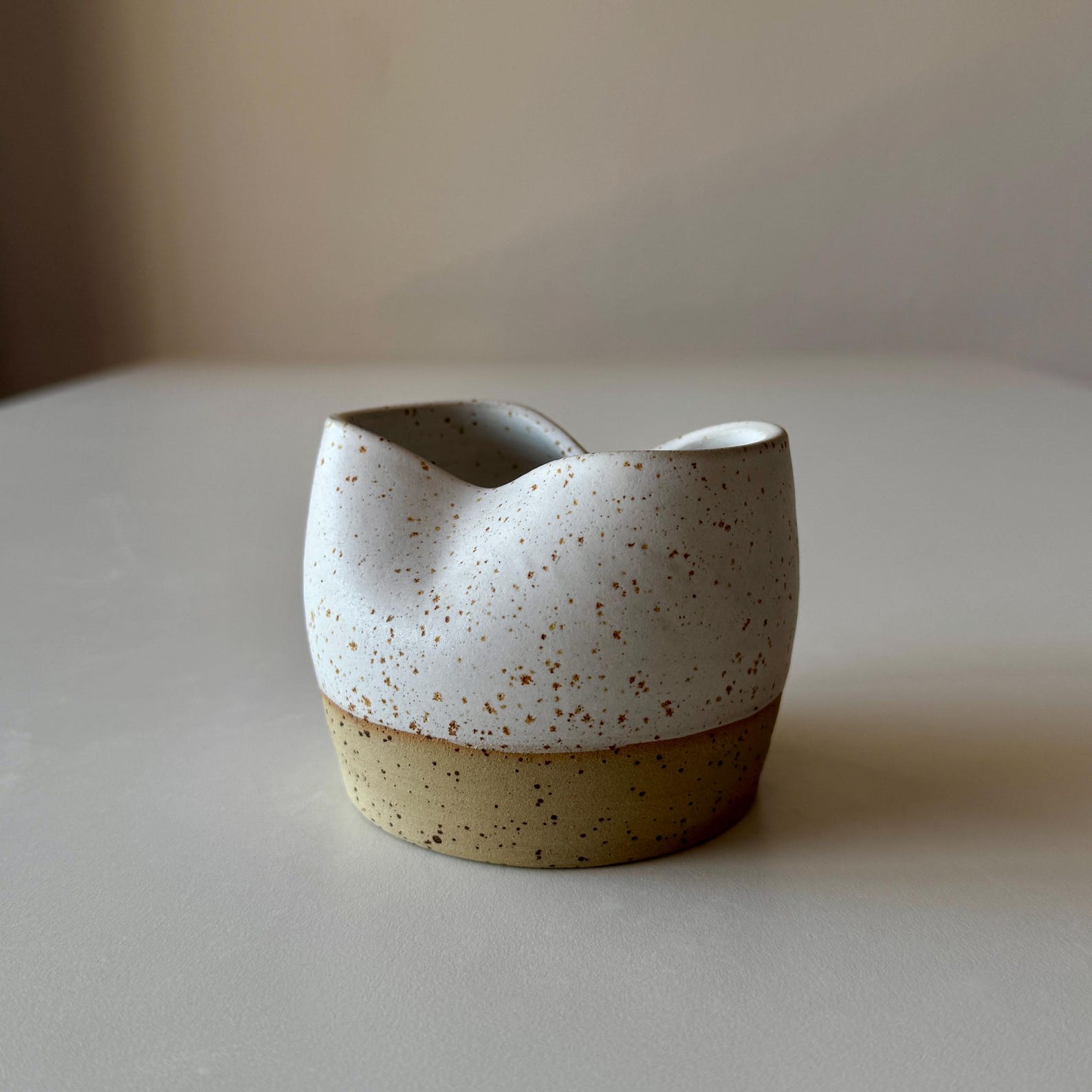 Small Speckled Ceramic Vase – Asymmetrical White Matte Glaze ...