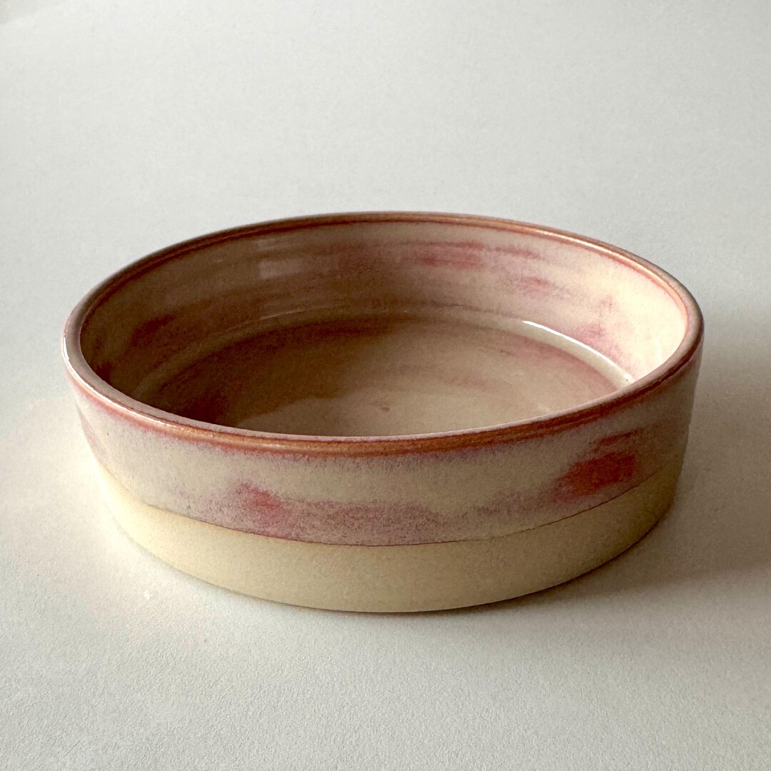 Handmade Beige Clay Appetizer Plate, Pink Glazed Ceramic Appetizer Dish ...