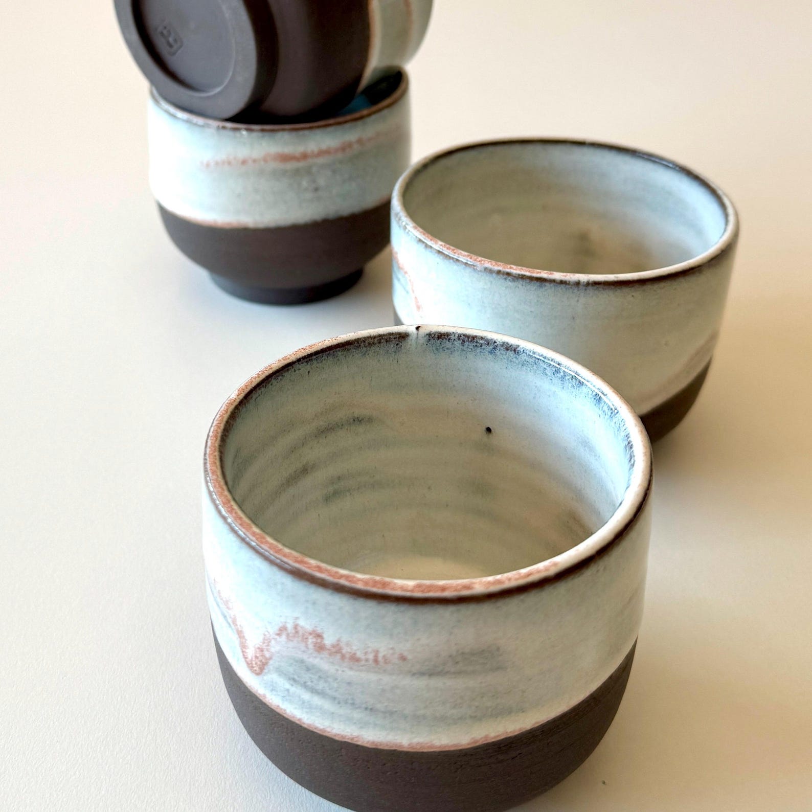 Matte Black Stoneware Cup With Glossy White Interior – Minimal Handmade ...