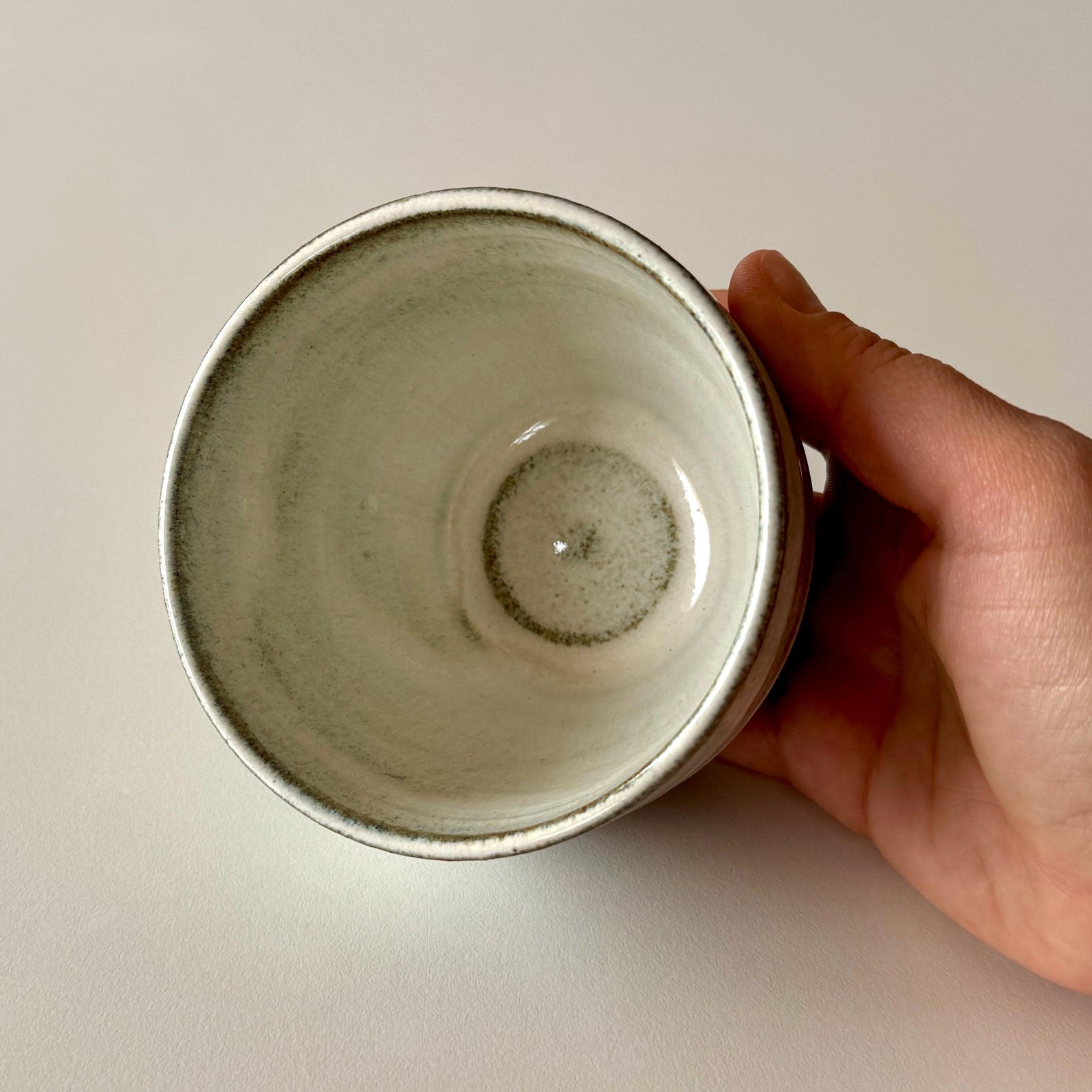 Handcrafted Ceramic Mug: White Glossy Glaze, Grog Clay (7oz) - Etsy
