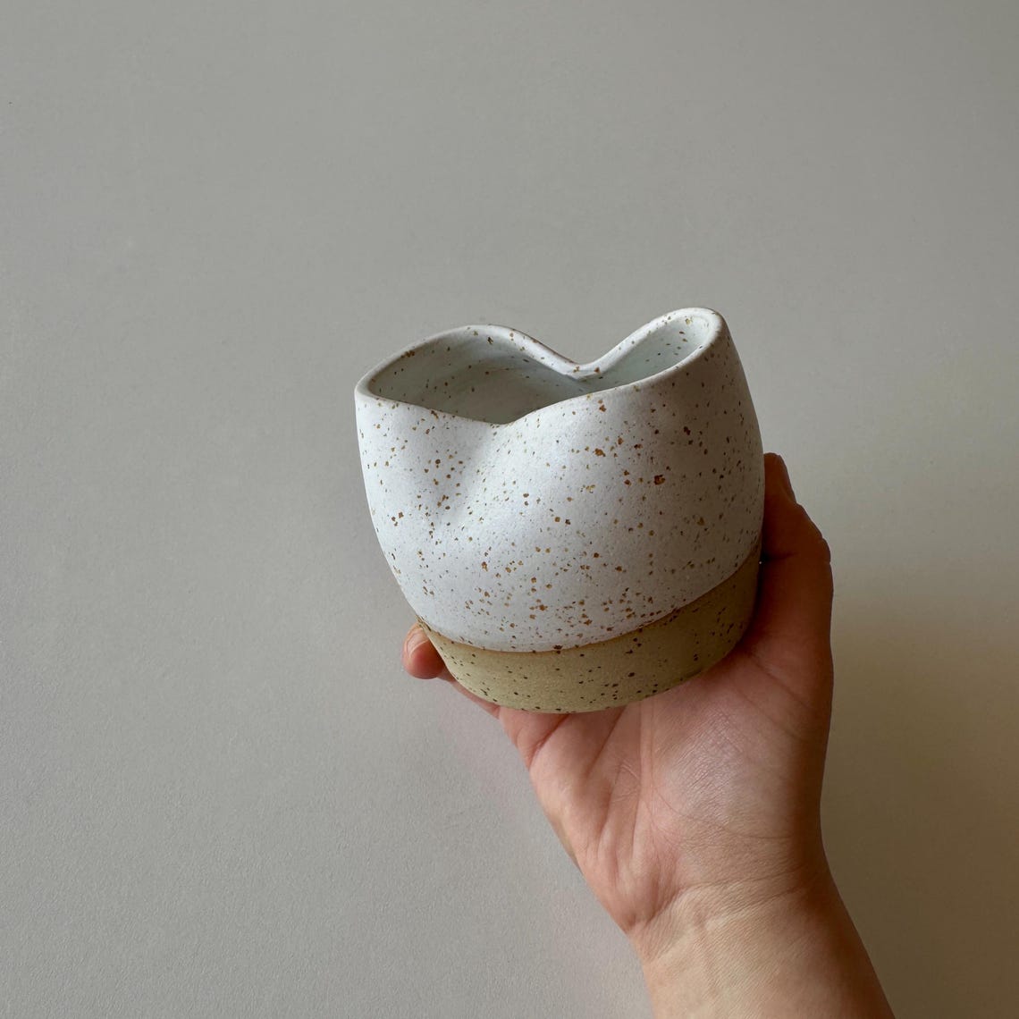 Small Speckled Ceramic Vase – Asymmetrical White Matte Glaze ...