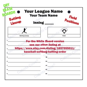 PRINTABLE Softball Batting Order Lineup Card - Etsy