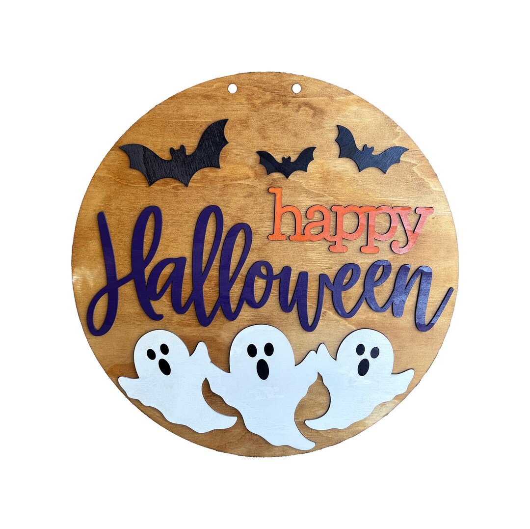 Happy Halloween Door Hanger, Halloween Welcome Sign - Etsy