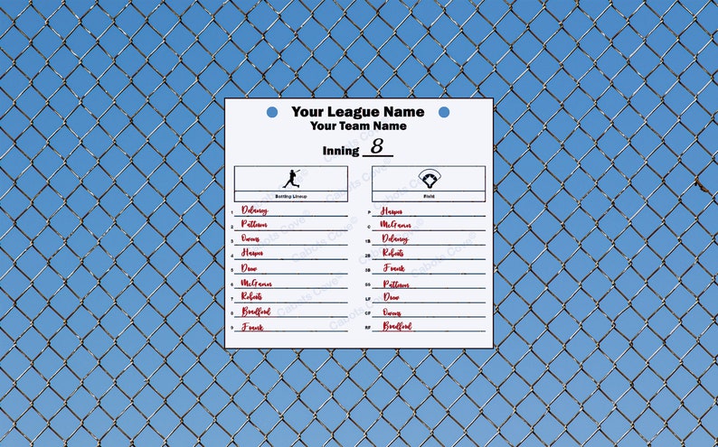 Baseball Softball Batting Order Whiteboard, Dry Erase Board, Lineup ...