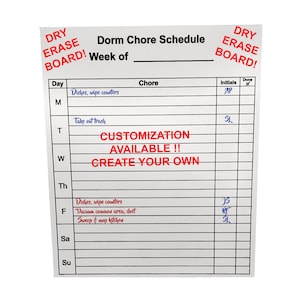 Dorm Chore Chart, Chore Board, Schedule, Weekly Planner - Etsy