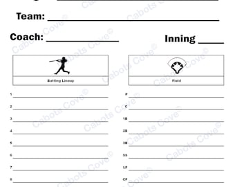 Printable Baseball Lineup Card Baseball Position Board Baseball Coach ...